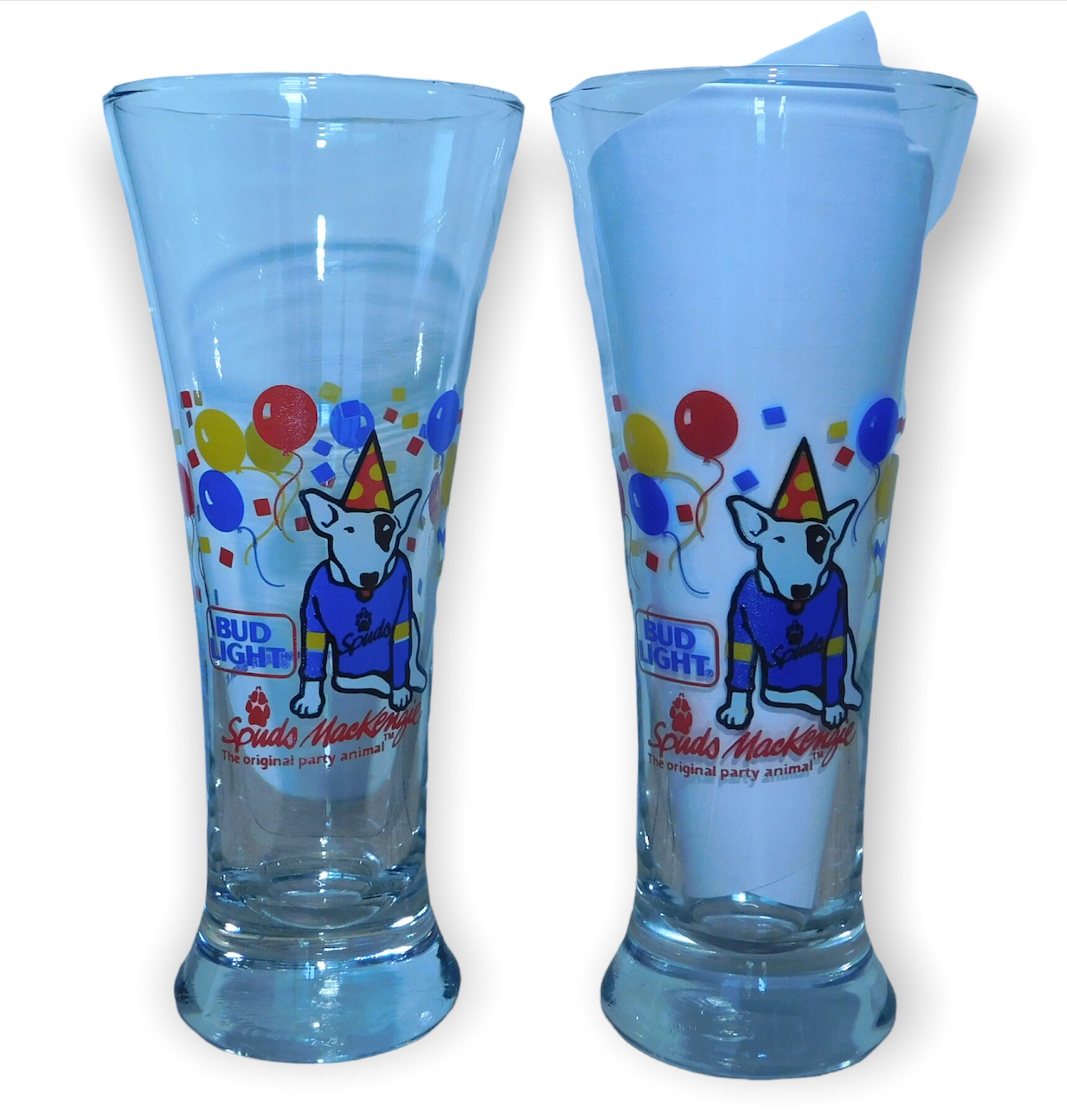 Anheuser-busch Spuds Mackenzie Bud Light Beer Glasses - Etsy