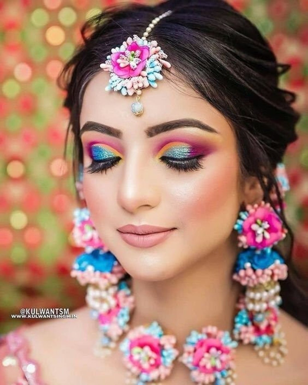 Haldi Jewelry for Mehendi Ceremony Floral Necklace Set - Etsy
