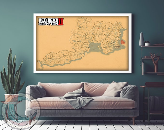 RDR2 Full World Map - Classic Game Maps - Etsy