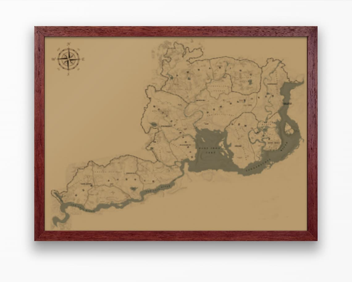 Mapa de los Estados RDR2 Mapas de juegos clásicos - Etsy España