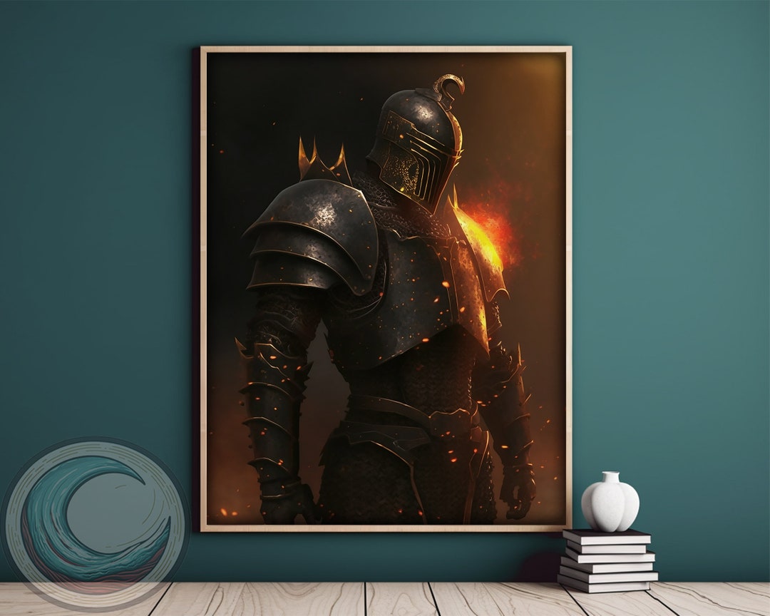 Tall Black Ember Knight - Fantasy World Posters - Etsy