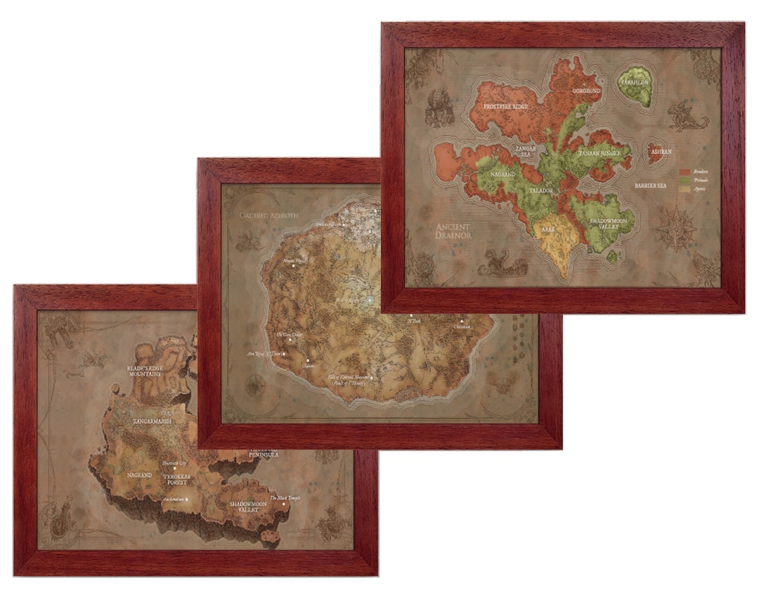 Continents of Wow Map Collection (and Singles) - Classic Game Maps - Etsy