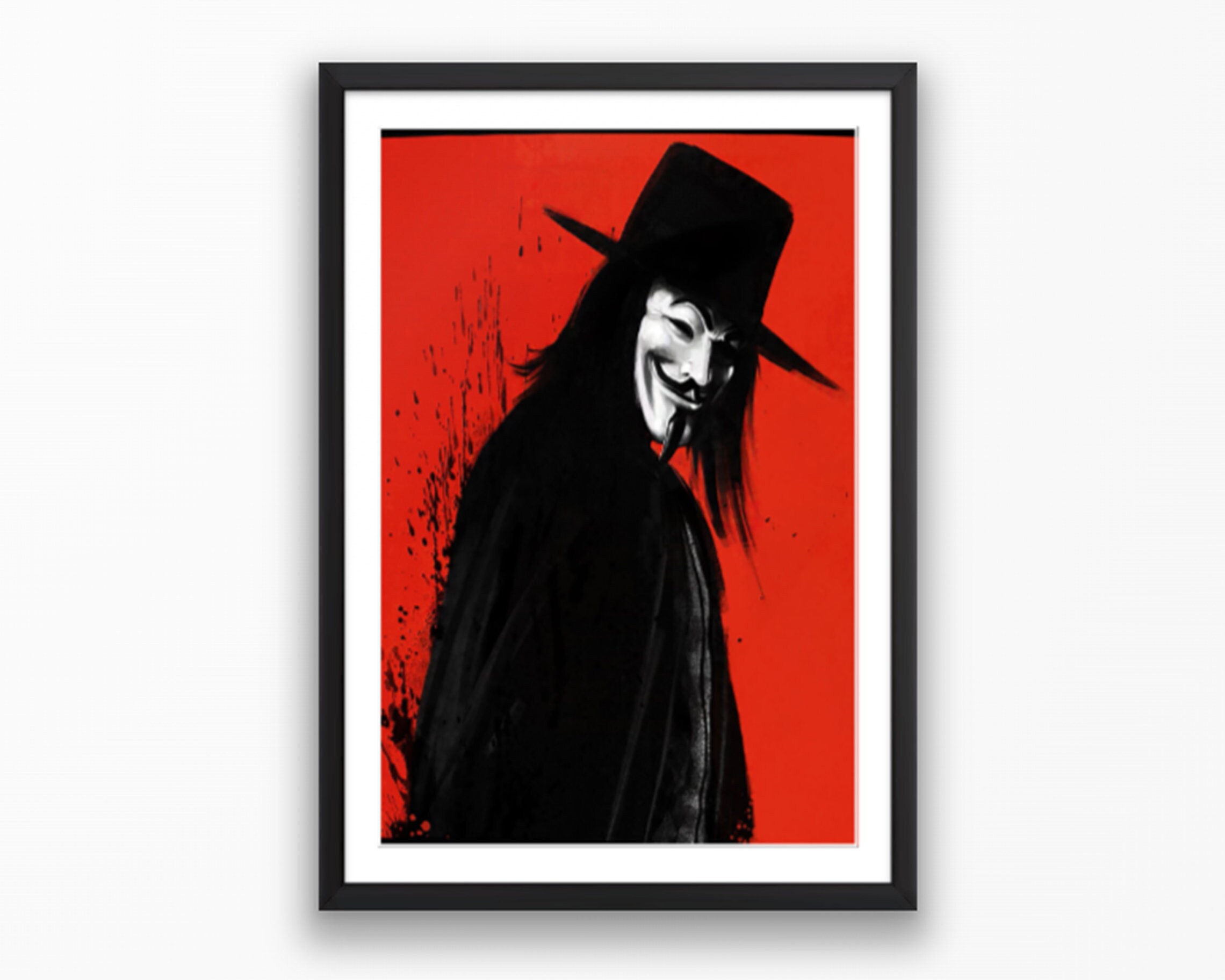 V - Famous Cult Movie Posters - Guy Fawkes Mask Art - Etsy