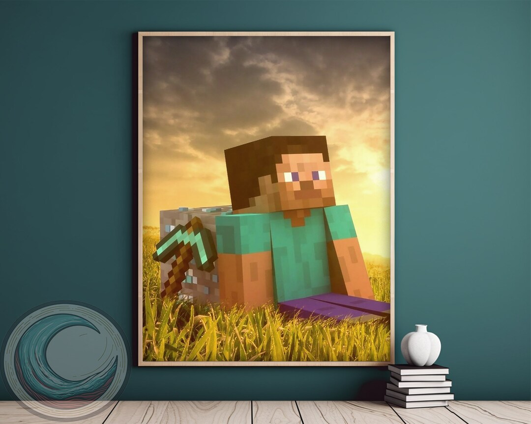 Steve Enjoying the Sunset - Ingame Art - Nostalgia Posters - Etsy