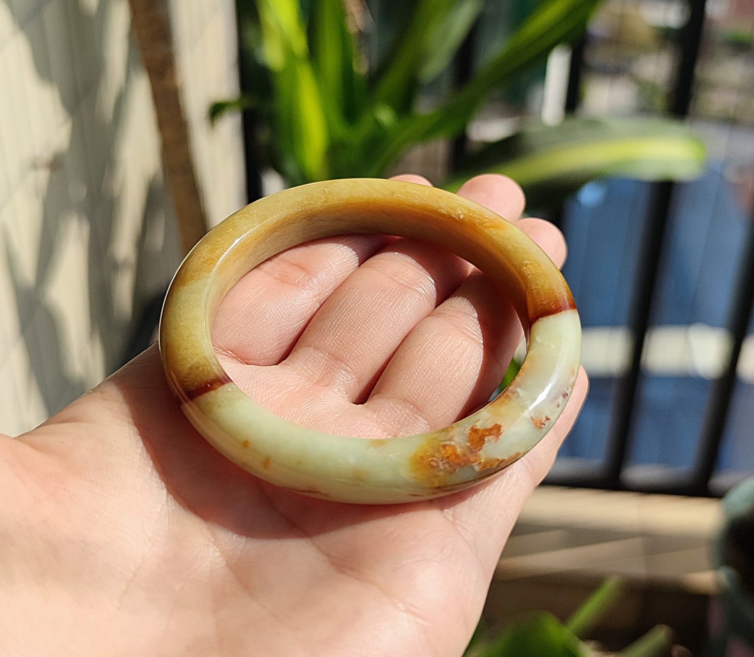 Jade Bangle 56mm Honey Yellow Jade Bangle Natural Serpentine Grade A - Etsy