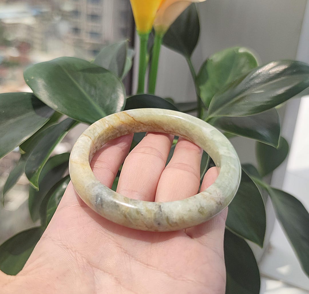 Two Tone Serpentine Bangle: Natural Grade A Jade (60mm) - Etsy