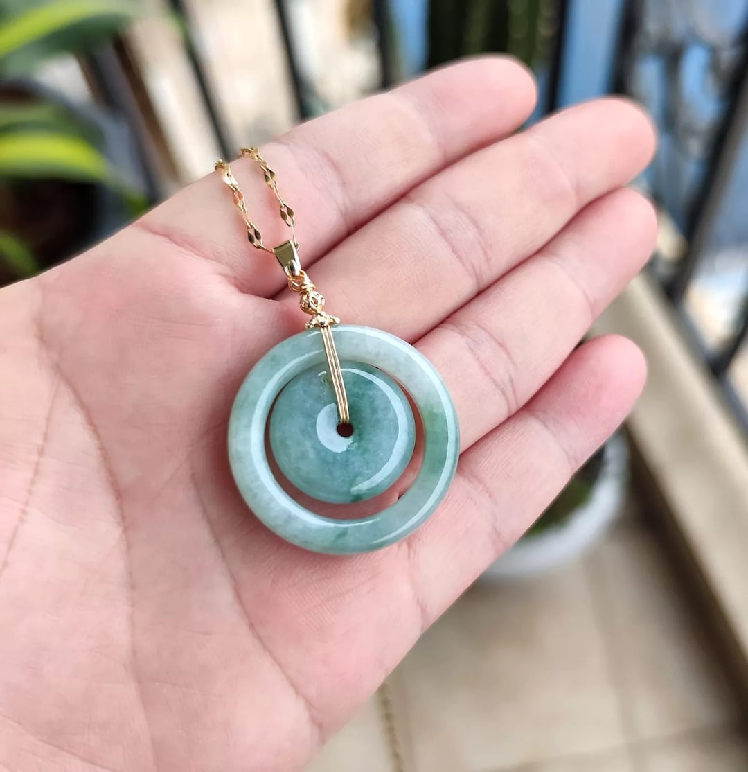 Authentic Double Donut Jadeite Jade Pendant Necklace Natural Burmese Grade A - Etsy
