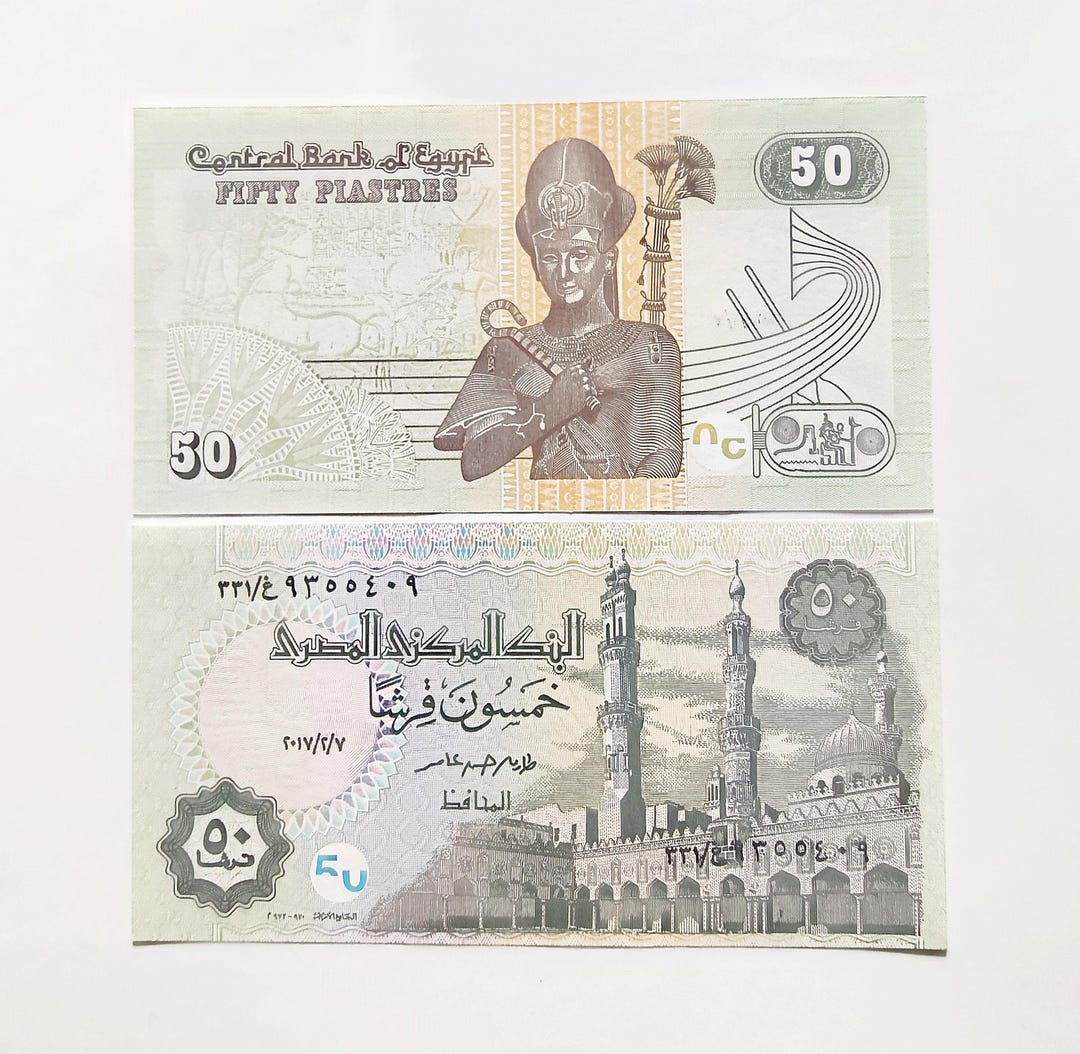 Egypt Banknote 50 Egyptian Pound Uncirculated Condition Authentic ...