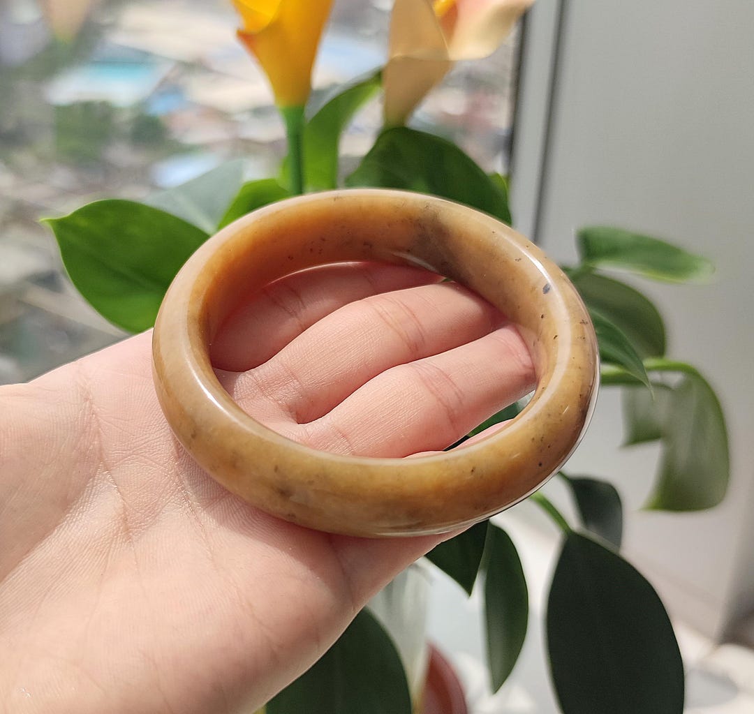 Honey Yellow Serpentine Bangle: Natural Xiu Jade (61mm) - Etsy