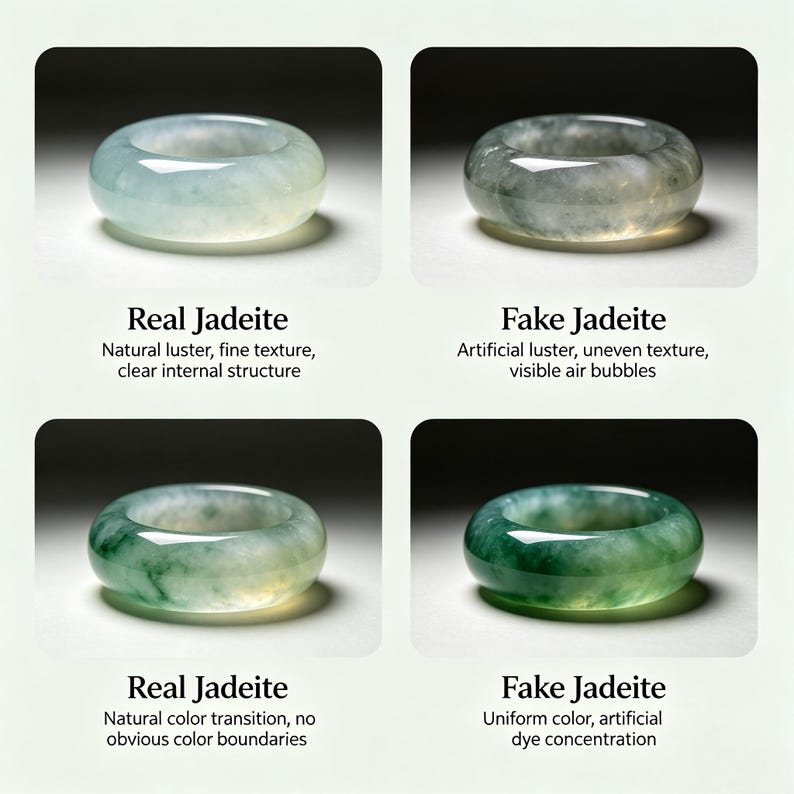 4.5US Anillo auténtico de jade verde, gema de jadeíta natural de grado ...