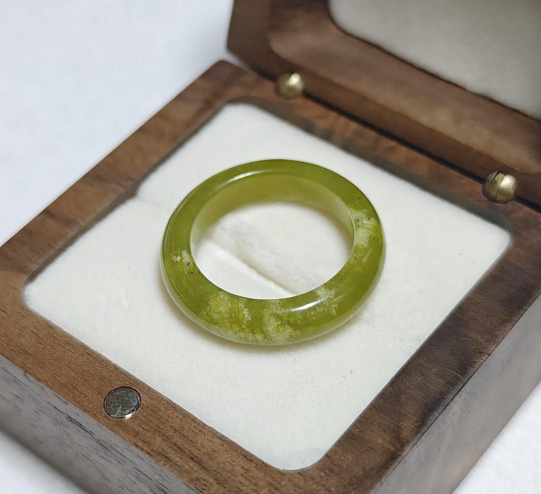 8 US Real Jade Ring Authentic Serpentine Jade Ring Natural Gemstone ...