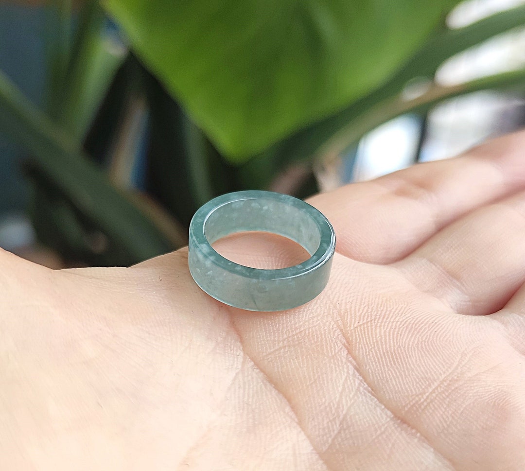 5US Authentic Jadeite Flat Jade Band Ring Natural Grade A - Etsy