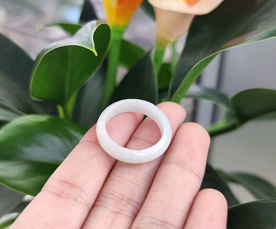 Anillo de jade auténtico de 8 US, jadeíta natural birmana de grado A ...