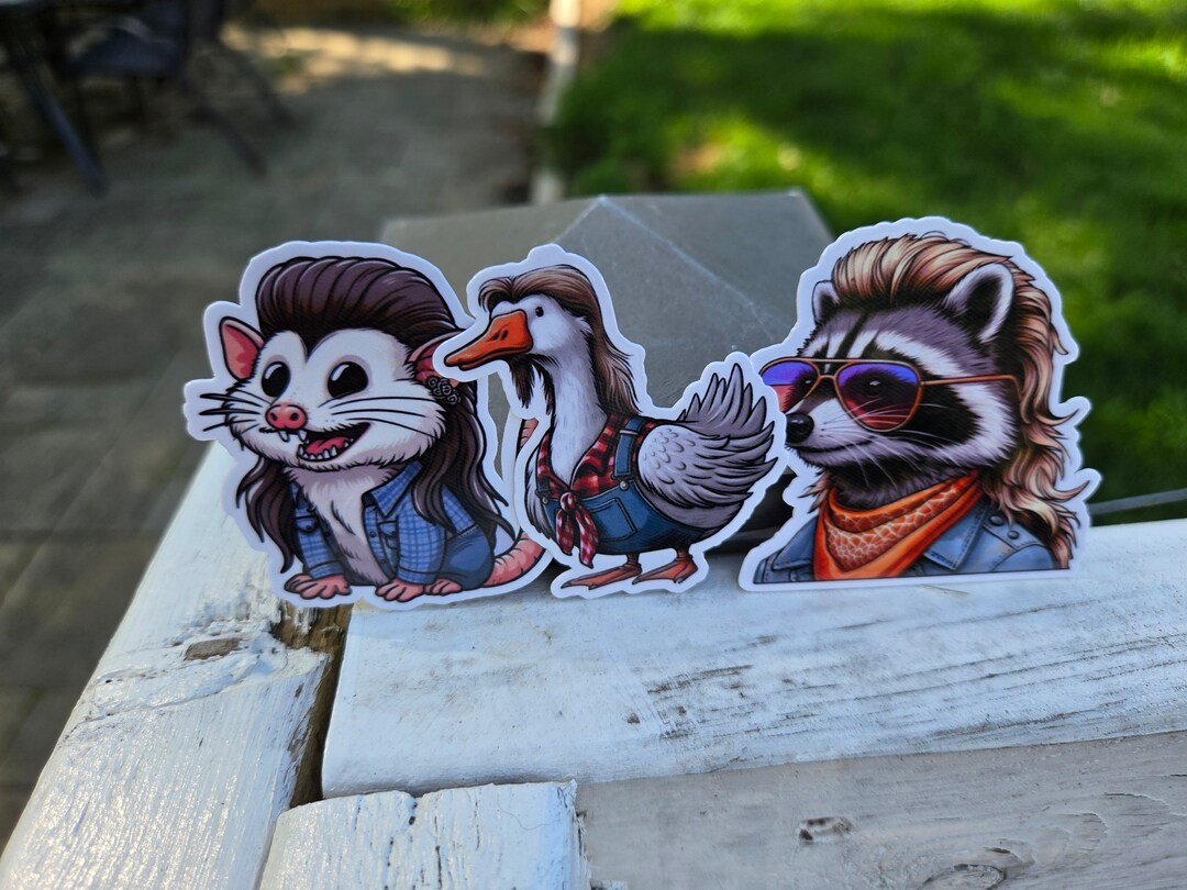 Funny Animal Hillbilly / Redneck Stickers | Mullet Possum, Goose ...