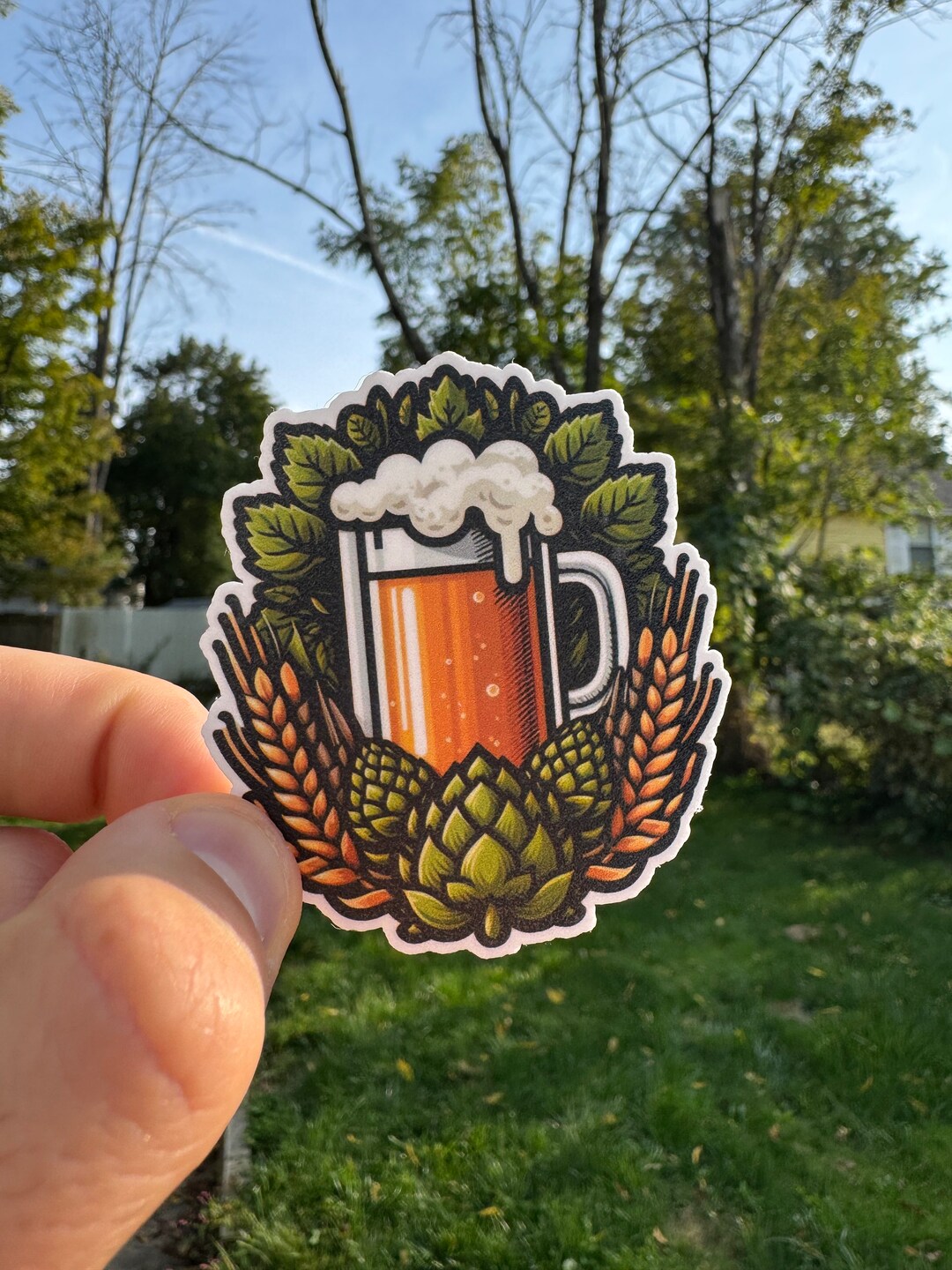 Craft Beer & Hops Die-cut Badge Sticker - Perfect for Brewery ...
