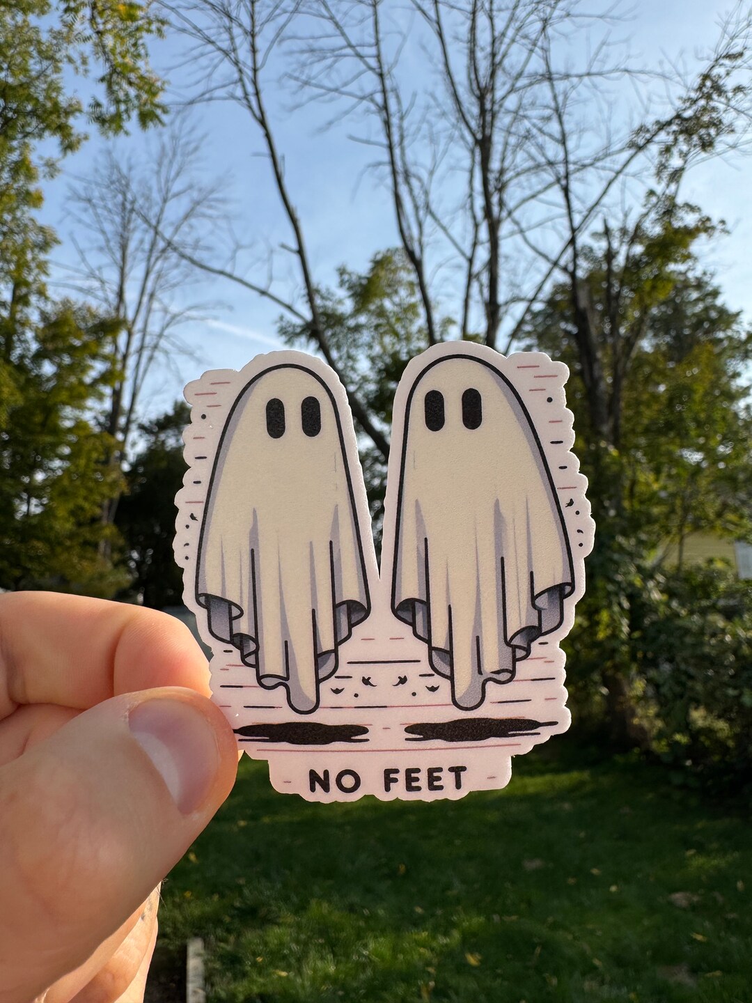 Cute Ghost Sticker - “NO FEET” Beetle Juice Humorous Vinyl Decal ...
