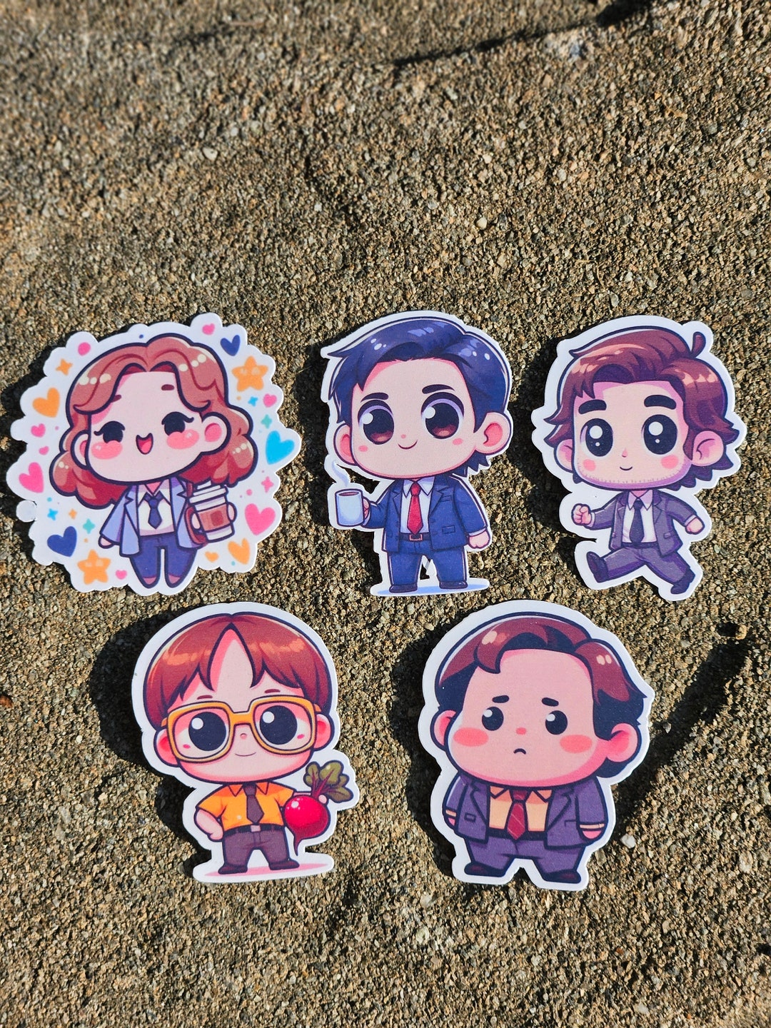 The Office Chibi 5 Sticker Pack (michael, Dwight, Jim, Pam, Kevin) - Etsy