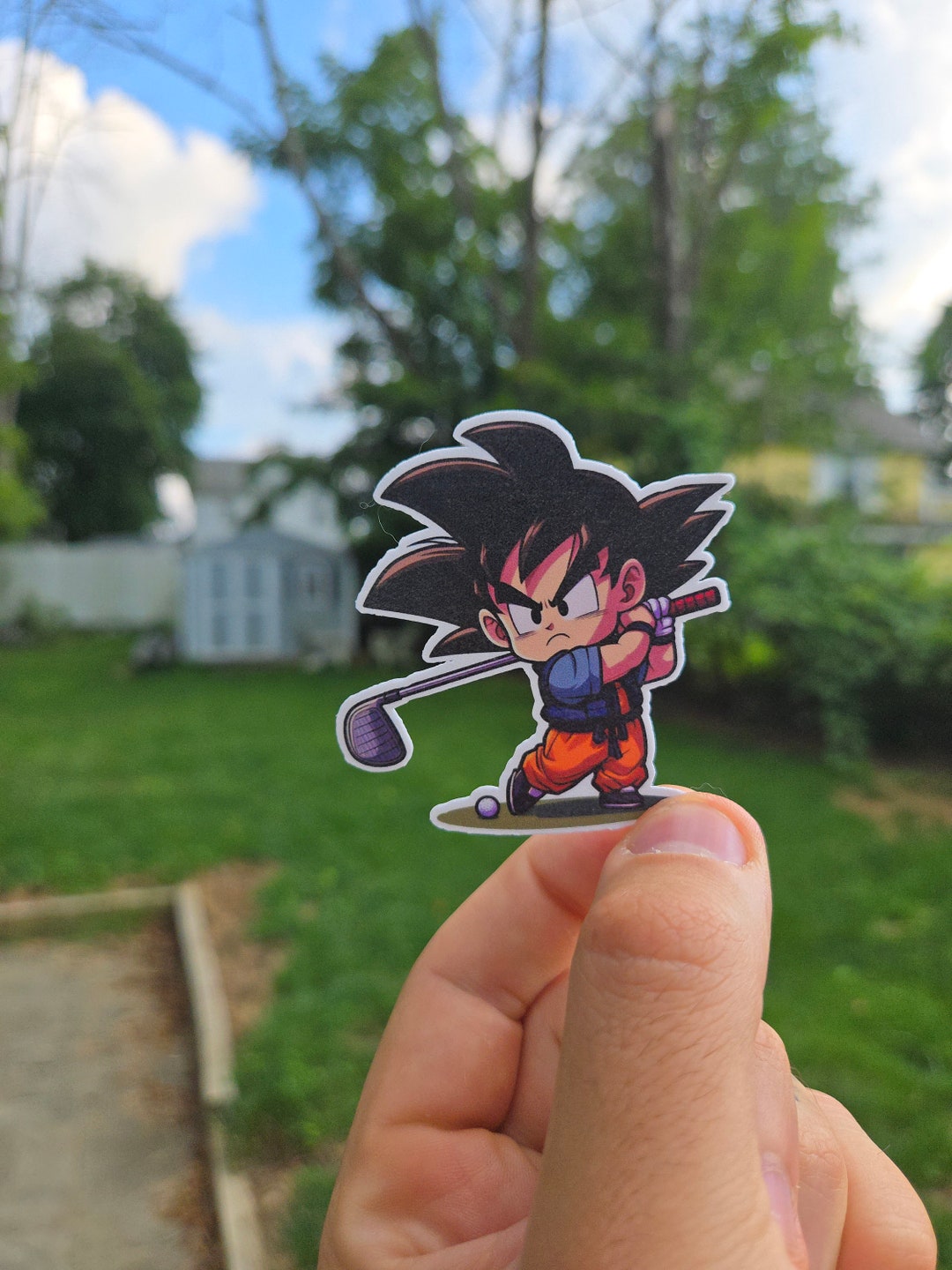 Golfing Goku Sticker Anime Chibi Vinyl Decal for Laptops, Water Bottles ...