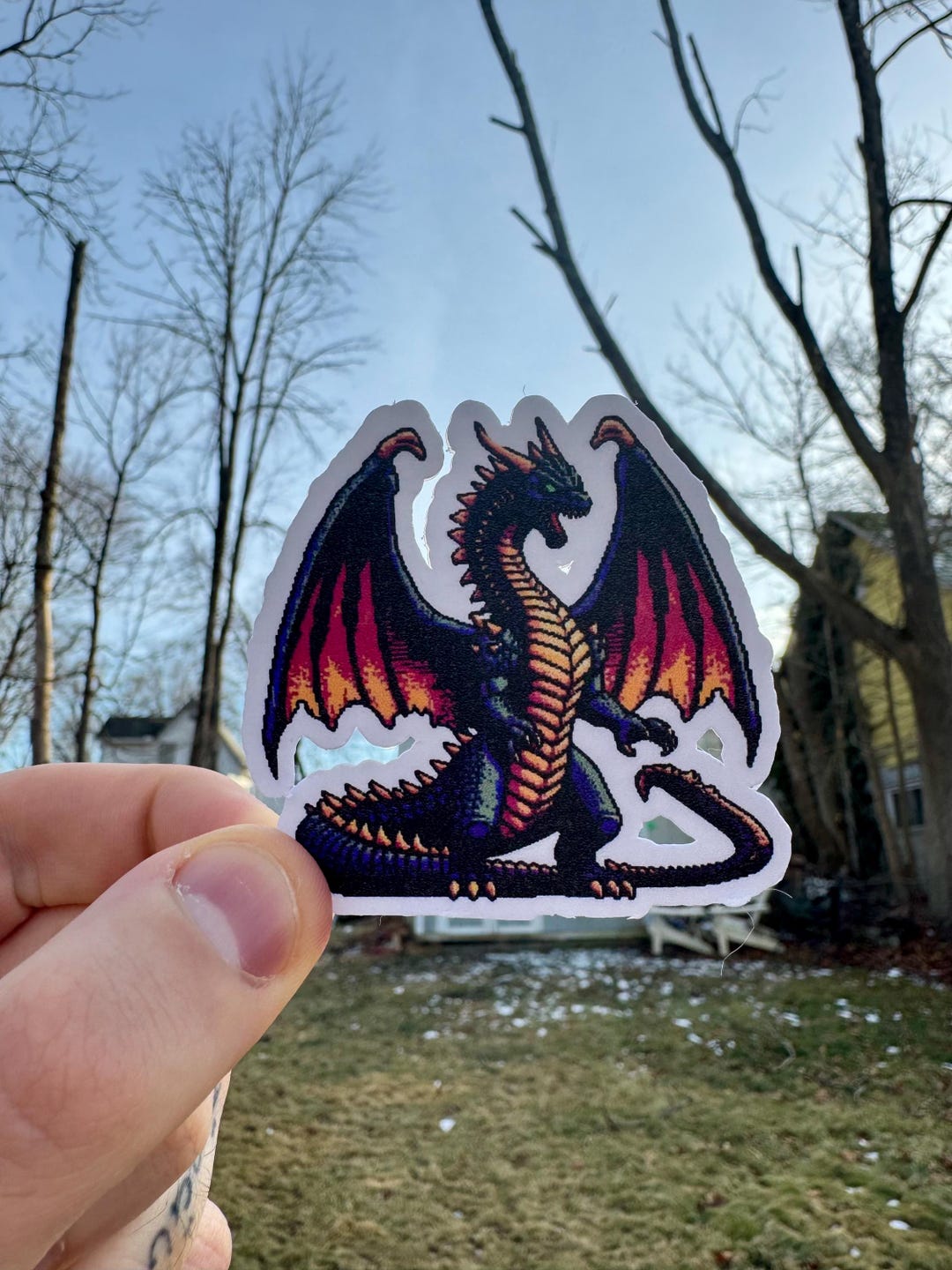 Retro 8-bit Table Top Fantasy Dragon Sticker - Fantasy Art Vinyl Decal ...