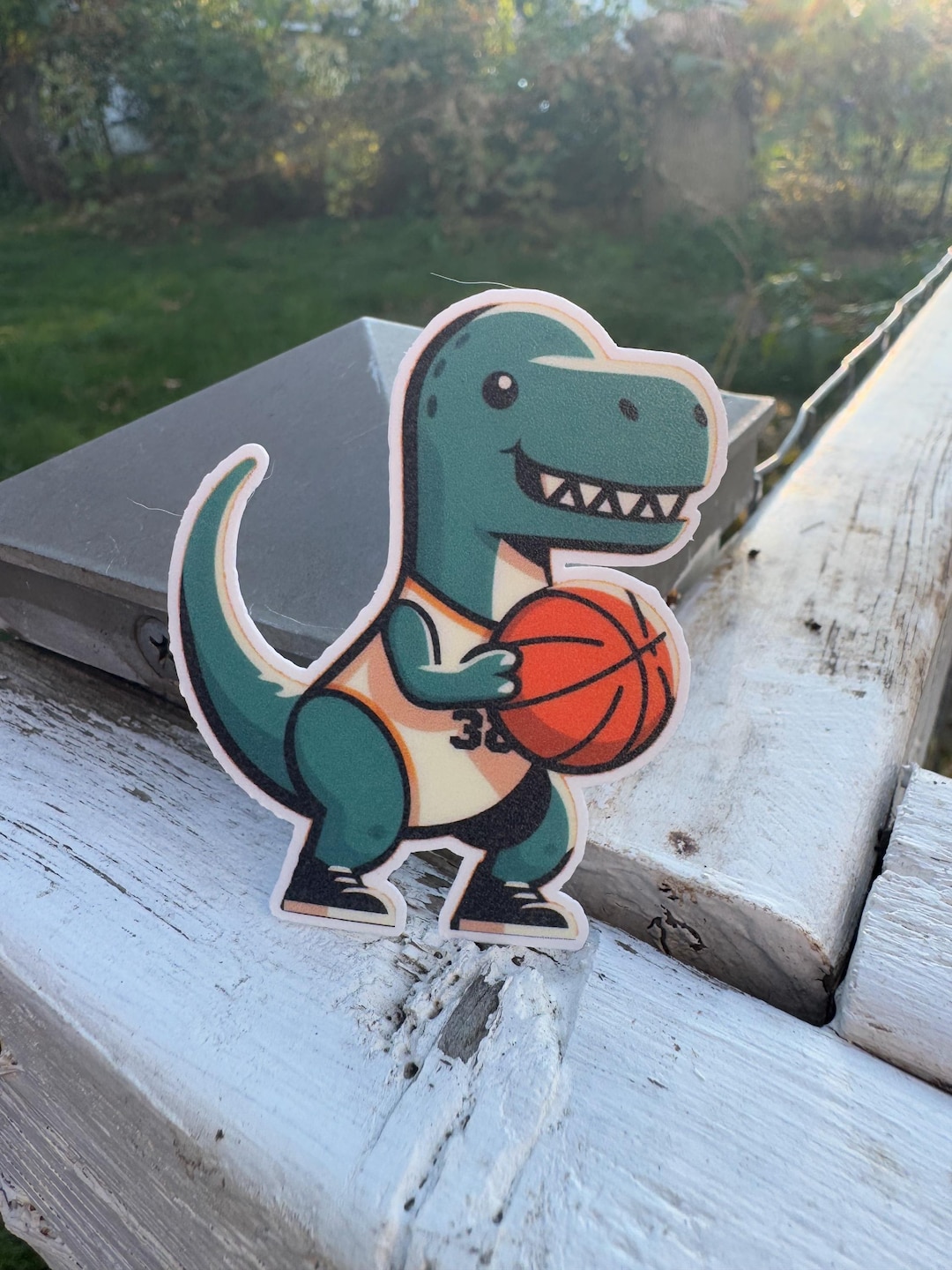 Cute Dinosaur Basketball Player Sticker - Perfect for Children, School ...