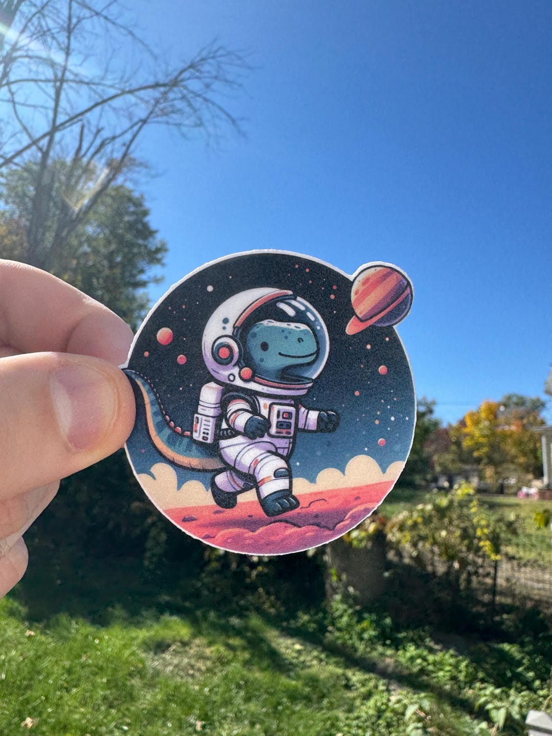 Cute Astronaut Dinosaur Sticker - Space Adventure Vinyl Decal for Kids ...