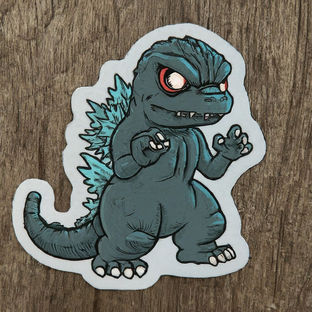 Cute Chibi Godzilla Kaiju Sticker - Waterproof and Laminated for ...