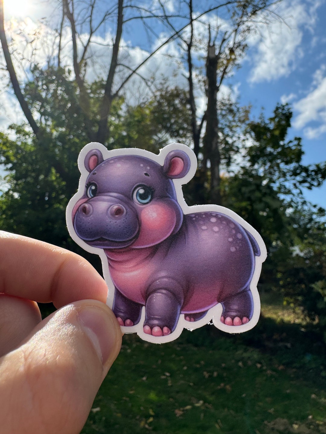 Cute Baby Hippo Sticker - Adorable Purple Hippo Vinyl Decal for Laptops ...