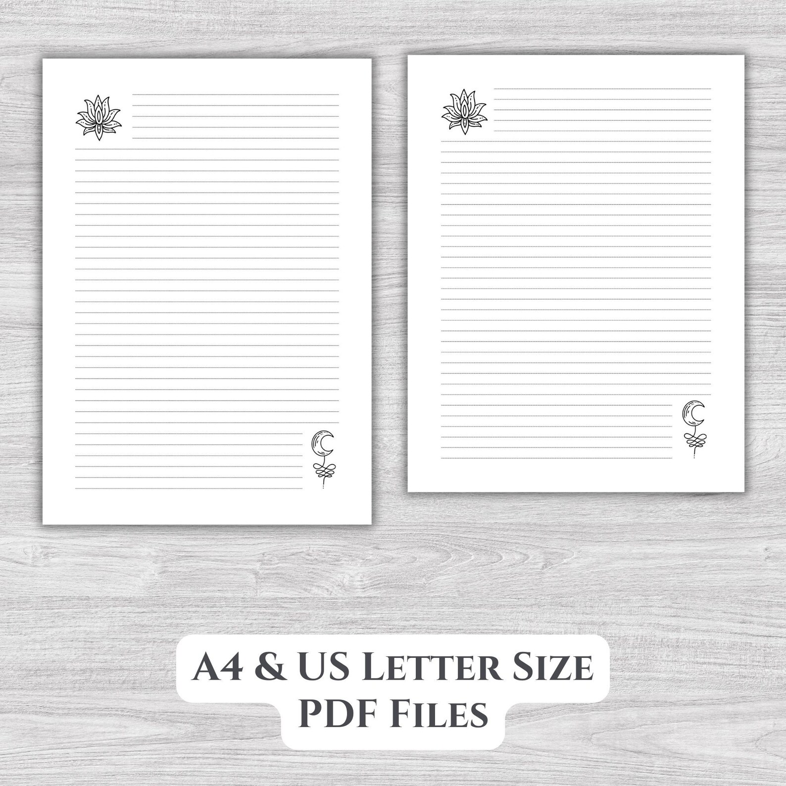 Printable Lotus Stationery Set: Letter Paper With Matching Envelope in ...