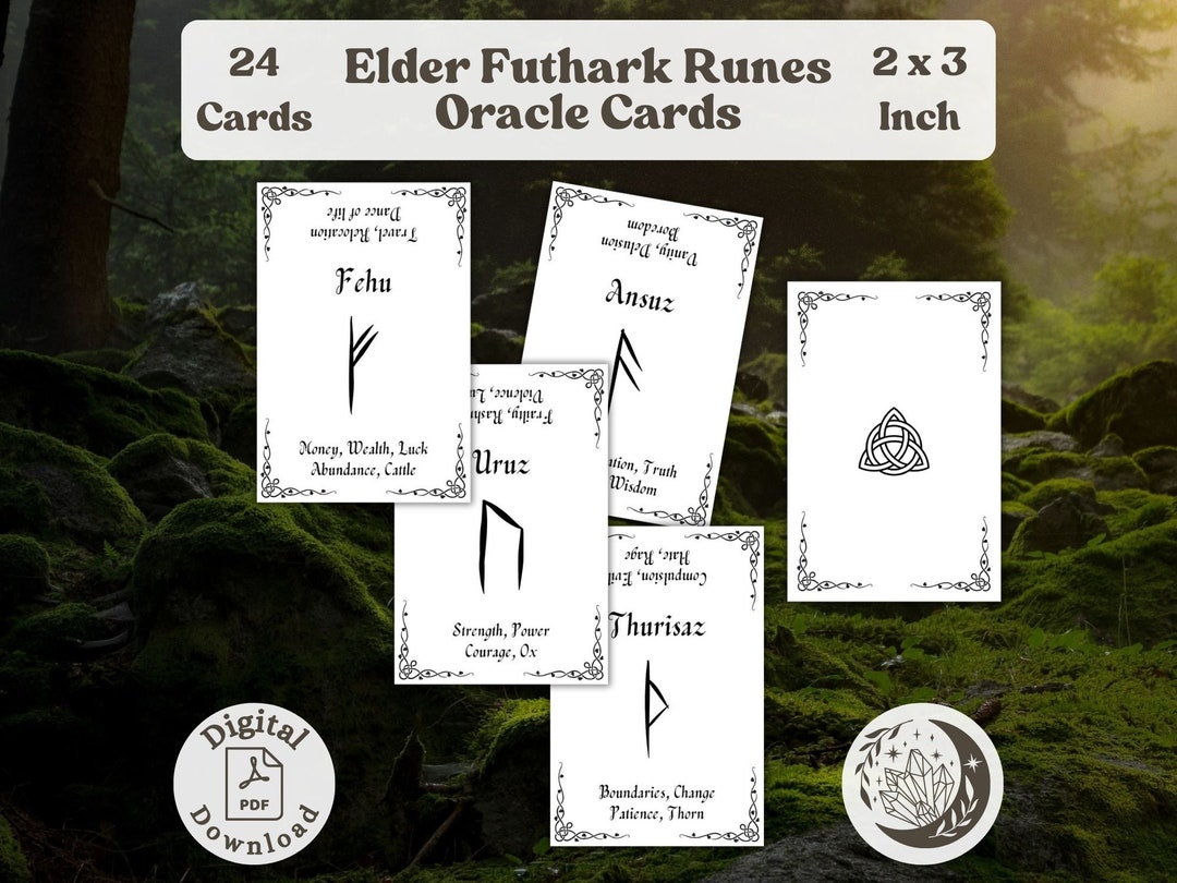 Elder Futhark Rune Oracle: 24 Printable Cards With Rune Staves and ...