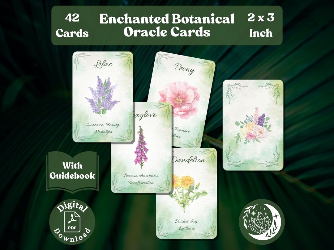 The Enchanted Botanical Oracle Deck, 42 Printable Cards With a Book ...