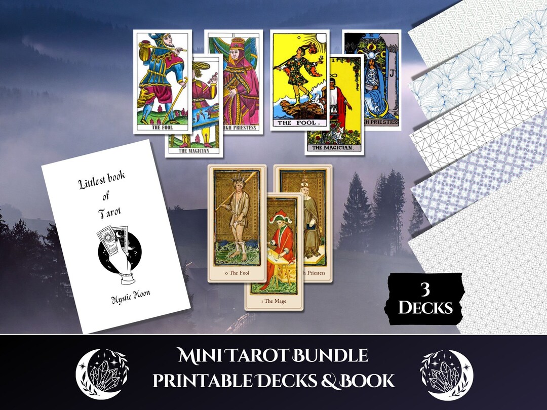 Mini Tarot Deck Bundle, 3 Complete Printable Decks With Book and ...