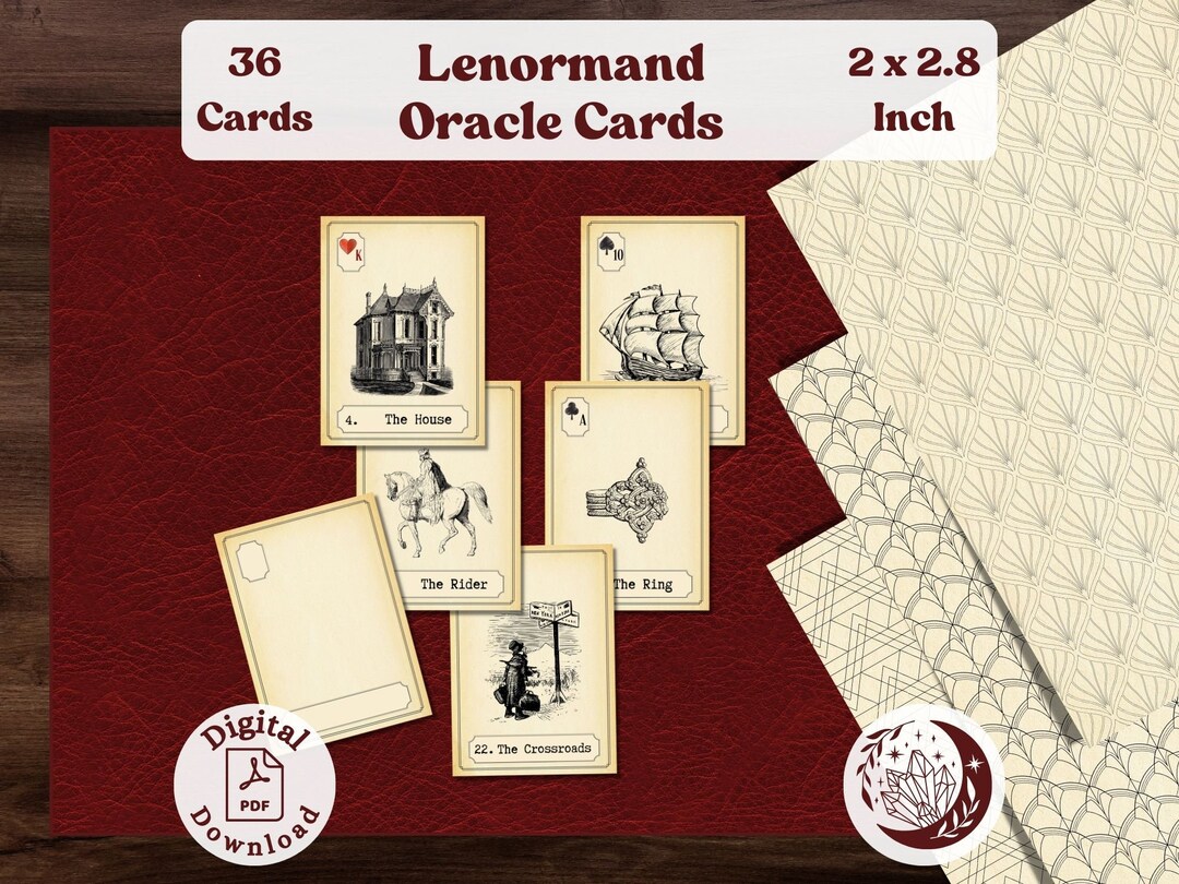 Lenormand Oracle Deck: 36 Printable Cards With a Vintage Victorian ...