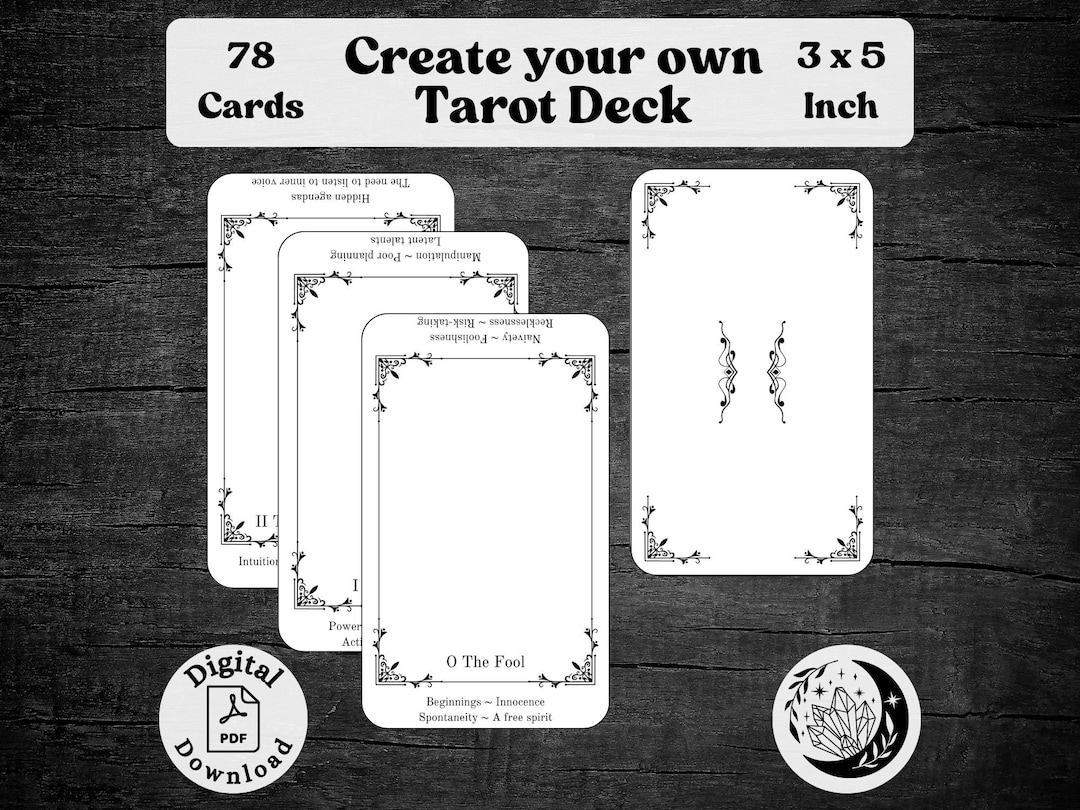 Create Your Own Tarot Deck With 78 Printable Cards Including Keywords ...