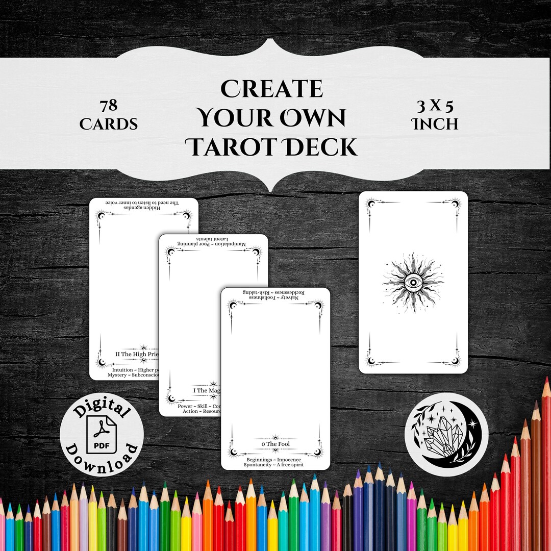 Blank Tarot Card Template: DIY Printable Deck With Keywords - Etsy