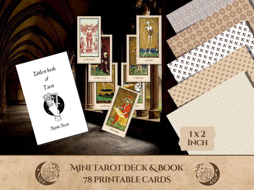 Mini Tarot Deck, Complete Set of 78 Tiny Printable Medieval Visconti ...