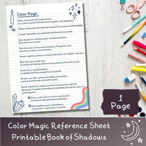 Color Magic, Printable Book of Shadows or Grimoire Page With ...