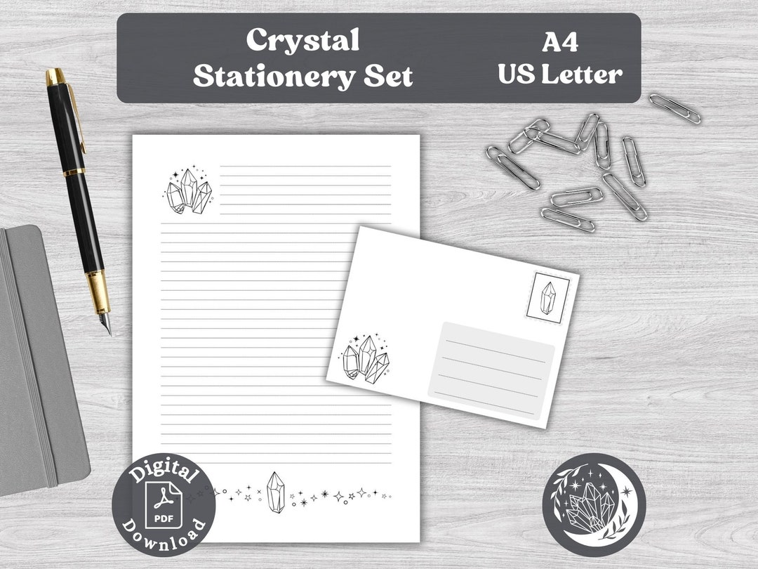 Printable Crystal Stationery Set: Letter Paper With Matching Envelope ...