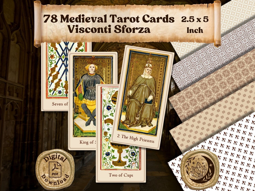 Medieval Visconti Sforza Tarot Deck, a Complete Set of 78 Printable ...