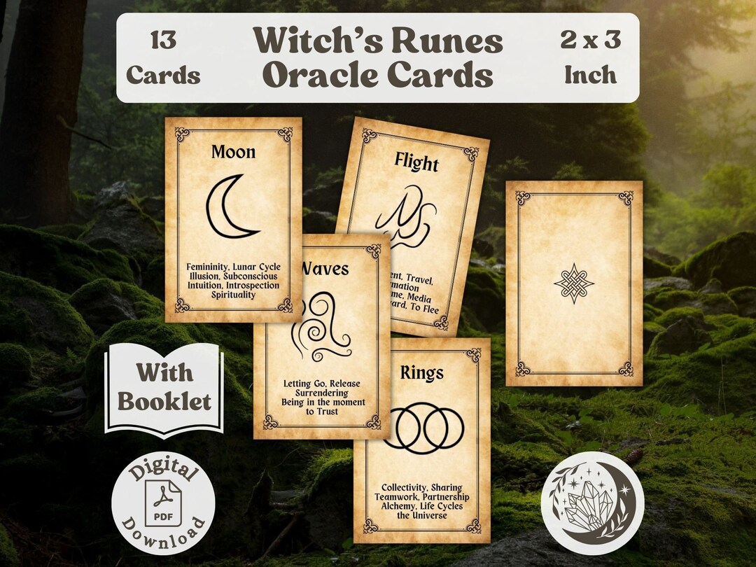 Witch's Runes Oracle Cards: A Complete Deck of 13 Cards Featuring ...