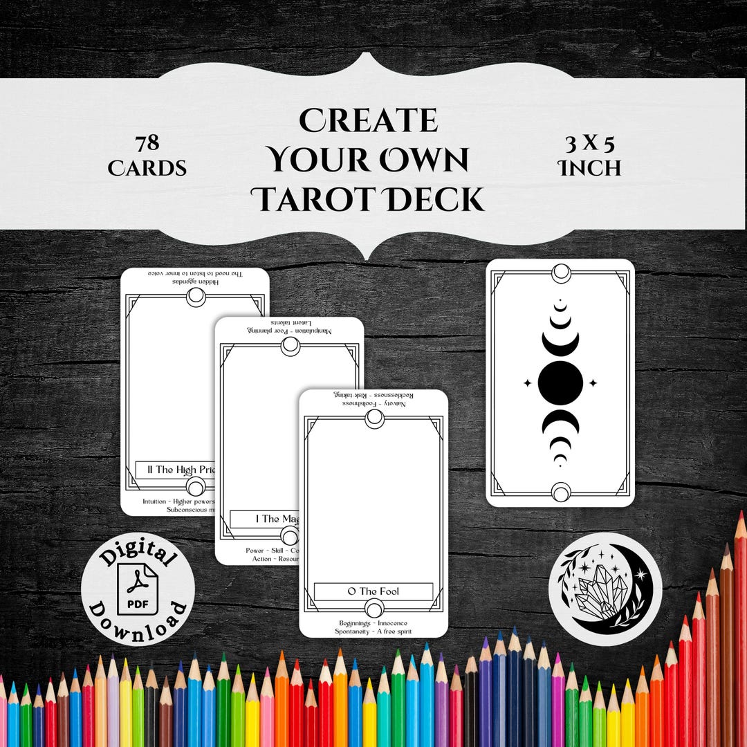 Blank Tarot Card Template: DIY Printable Deck With Keywords - Etsy
