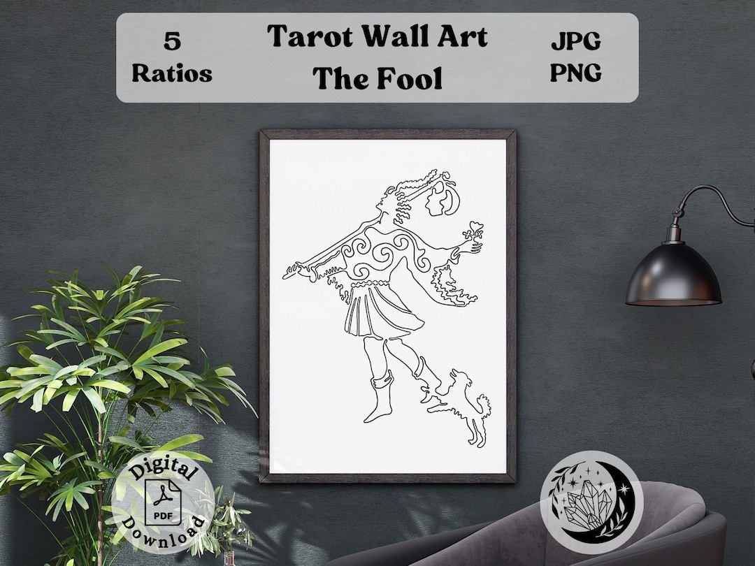 The Fool Tarot Wall Art Print, Continuous Line Art, Minimalist Design ...