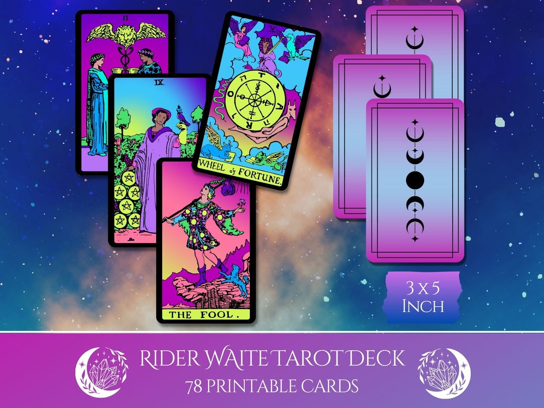 Rider Waite Tarot Card Deck, Modern Bright Neon Pink & Purple Recolored ...