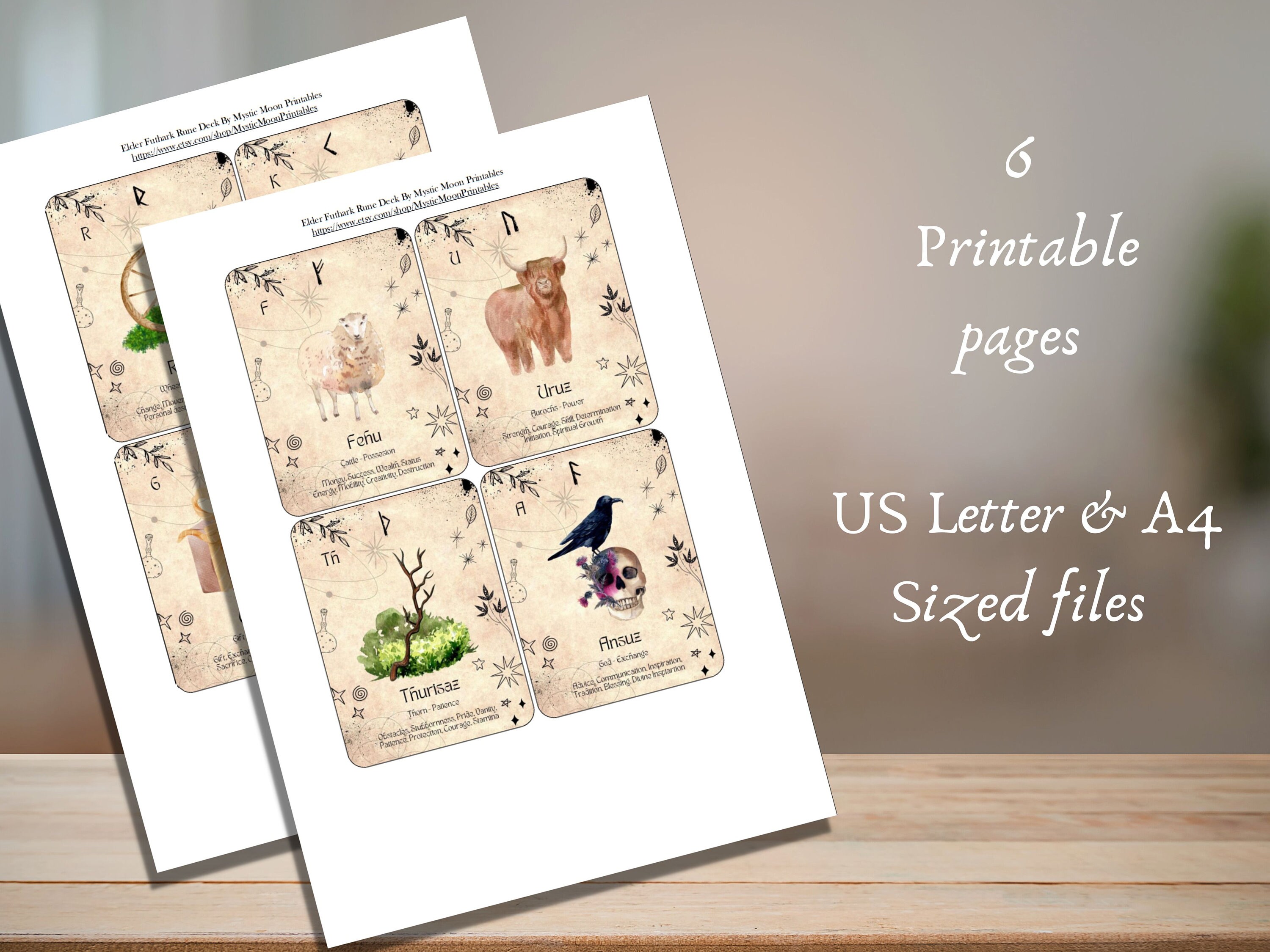 Printable Elder Futhark Rune With Keyword Oracle Cards - Etsy