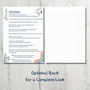 Color Magic, Printable Book of Shadows or Grimoire Page With ...