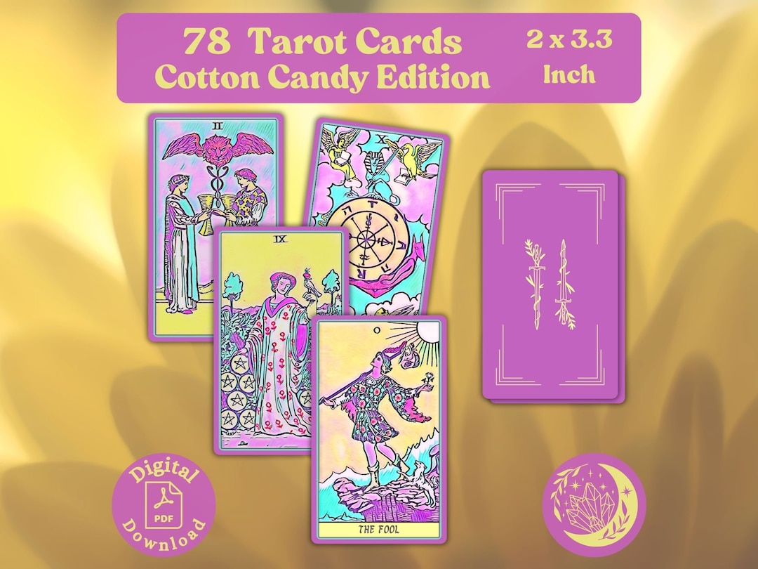 Cotton Candy Tarot Deck: Complete Set of 78 Small Printable Oracle ...