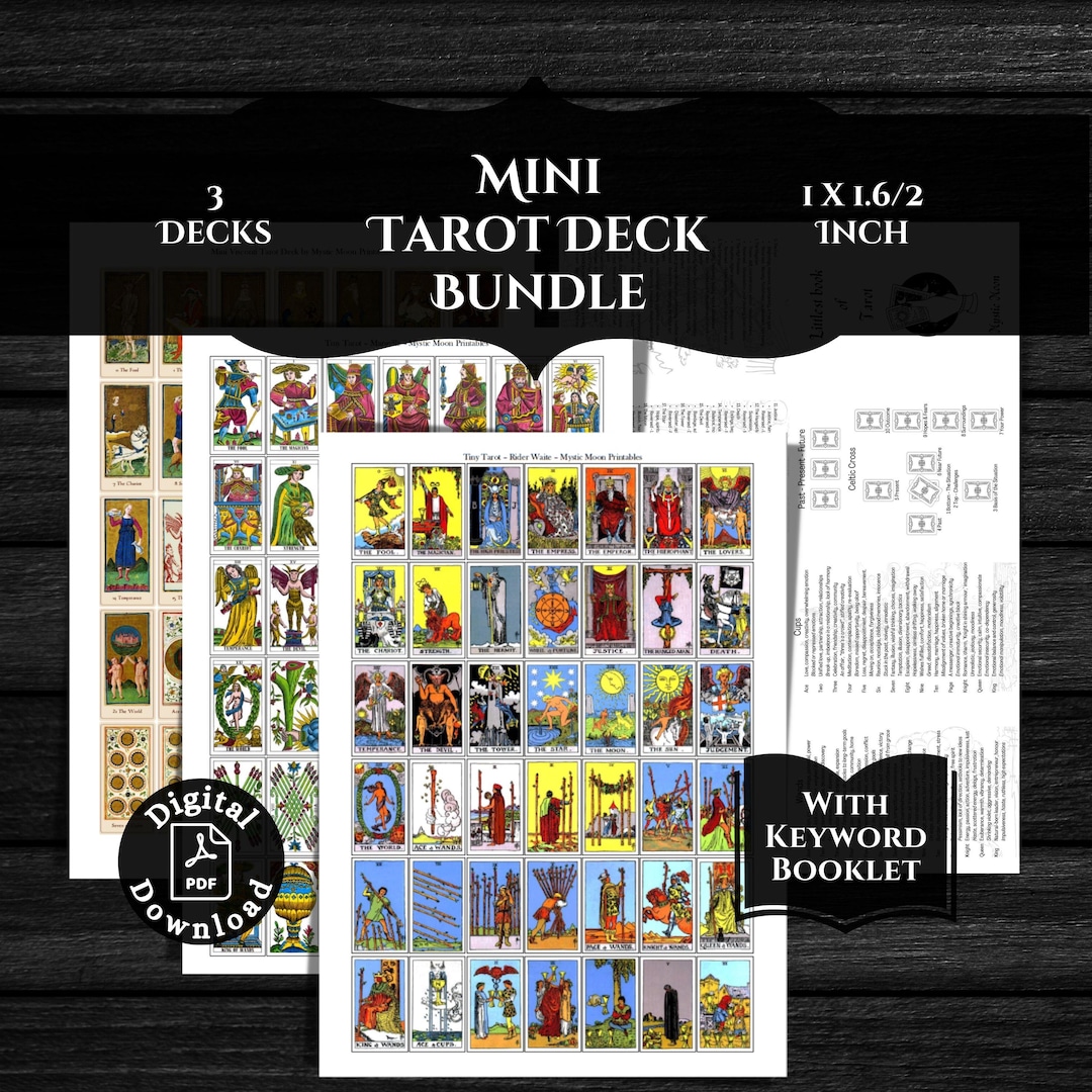 Mini Tarot Deck Bundle - 3 Complete Printable Decks With Book - Etsy