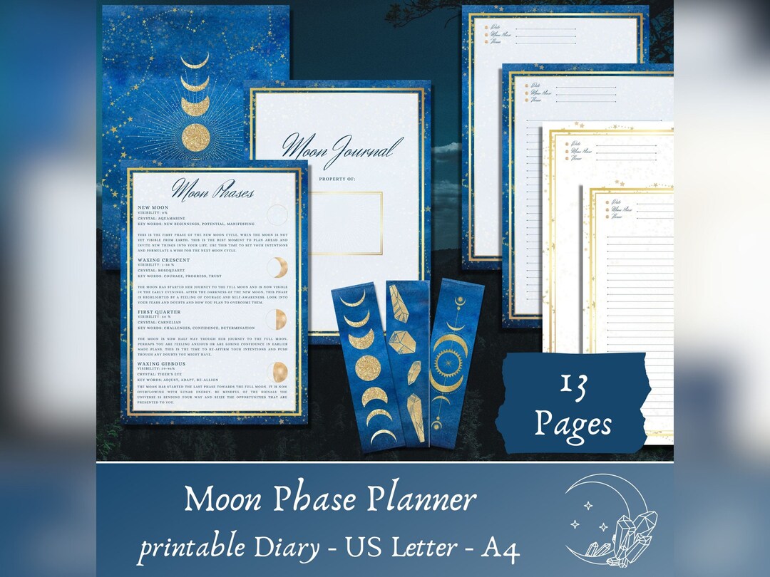 Moon Phase Journal, Lunar Magic Cycle Planner for Manifesting Moon ...