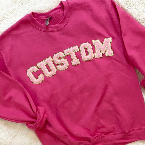 CUSTOM Chenille Patch Sweatshirt Varsity Letters Chenille - Etsy