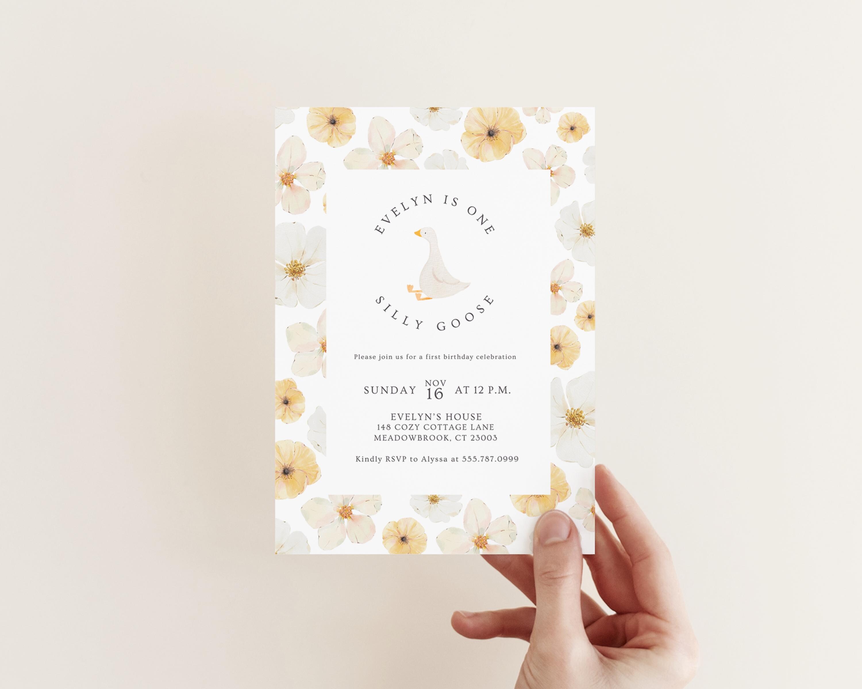 One Silly Goose Birthday Invitation Template Canva Editable Digital ...