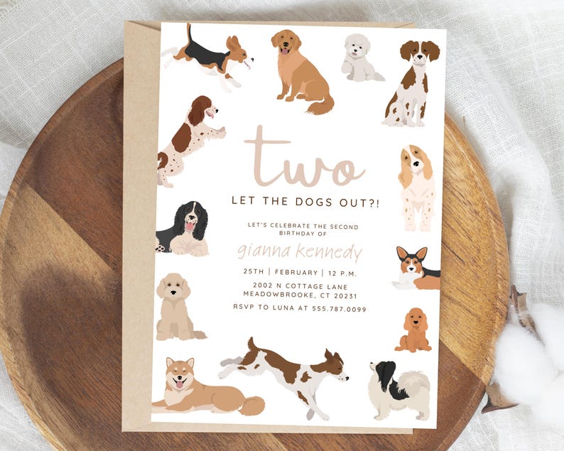 Second Birthday Invitation Digital Download Two Let the Dogs Out Invite ...
